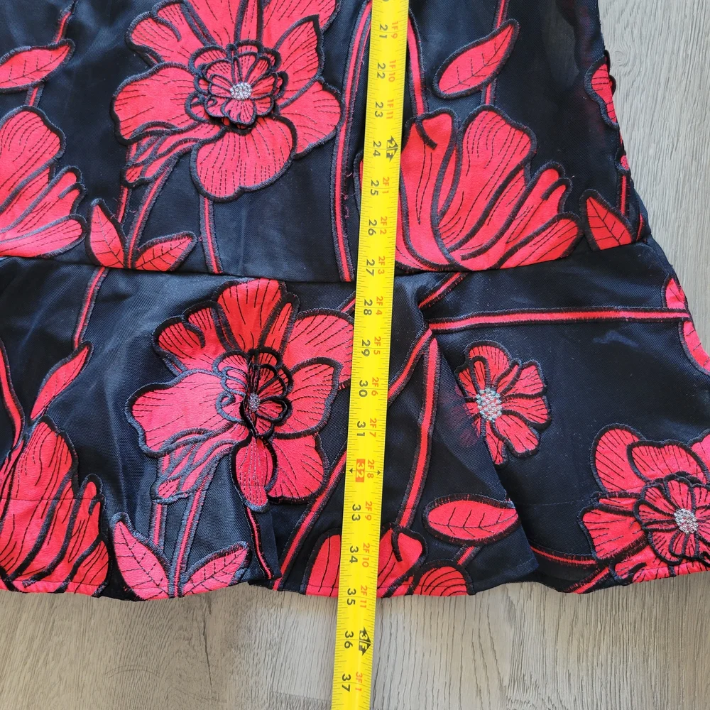 Milly | Dresses | Nwt Milly Revolve Rosie Black Red Floral Flared ...